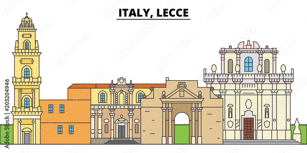 Italy, Lecce. City skyline, architecture, buildings, streets ...