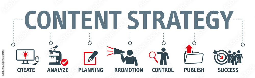 content strategy concept chart icons on banner Stock Vector | Adobe Stock