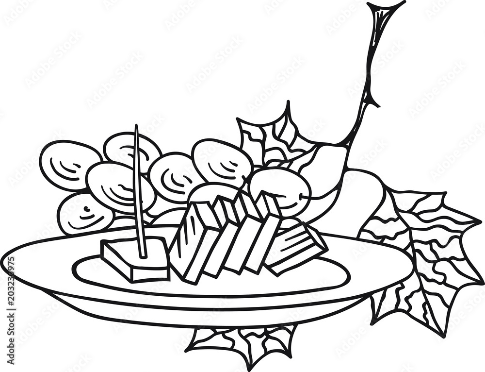 Hand Drawn Doodle Sketch Line Art Vector Illustration of Bunch of Ripe ...