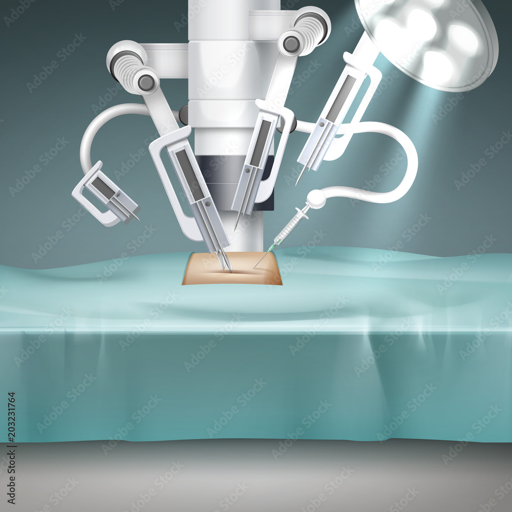 Robot-assisted surgery Vector concept of fictional robotically assisted ...