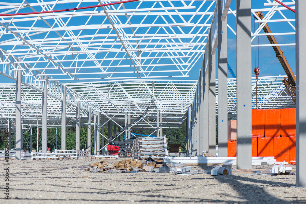 Industrial construction site of new commercial shopping mall ...