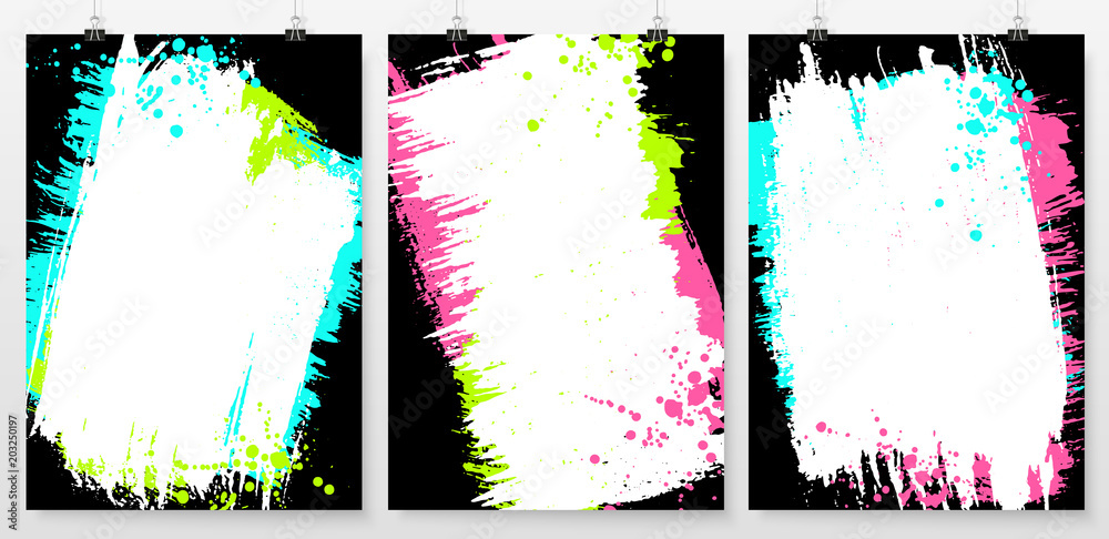 Grunge splatter posters set. Ink stains design elements. Spray splashes ...