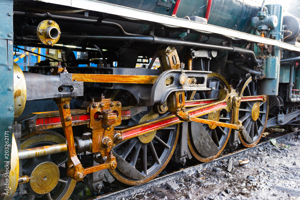 The train wheel. of Steam locomotive - Thonburi Railway Station ...