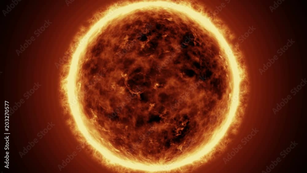 4K Realistic Sun surface with solar flares, Burning of the sun isolated ...
