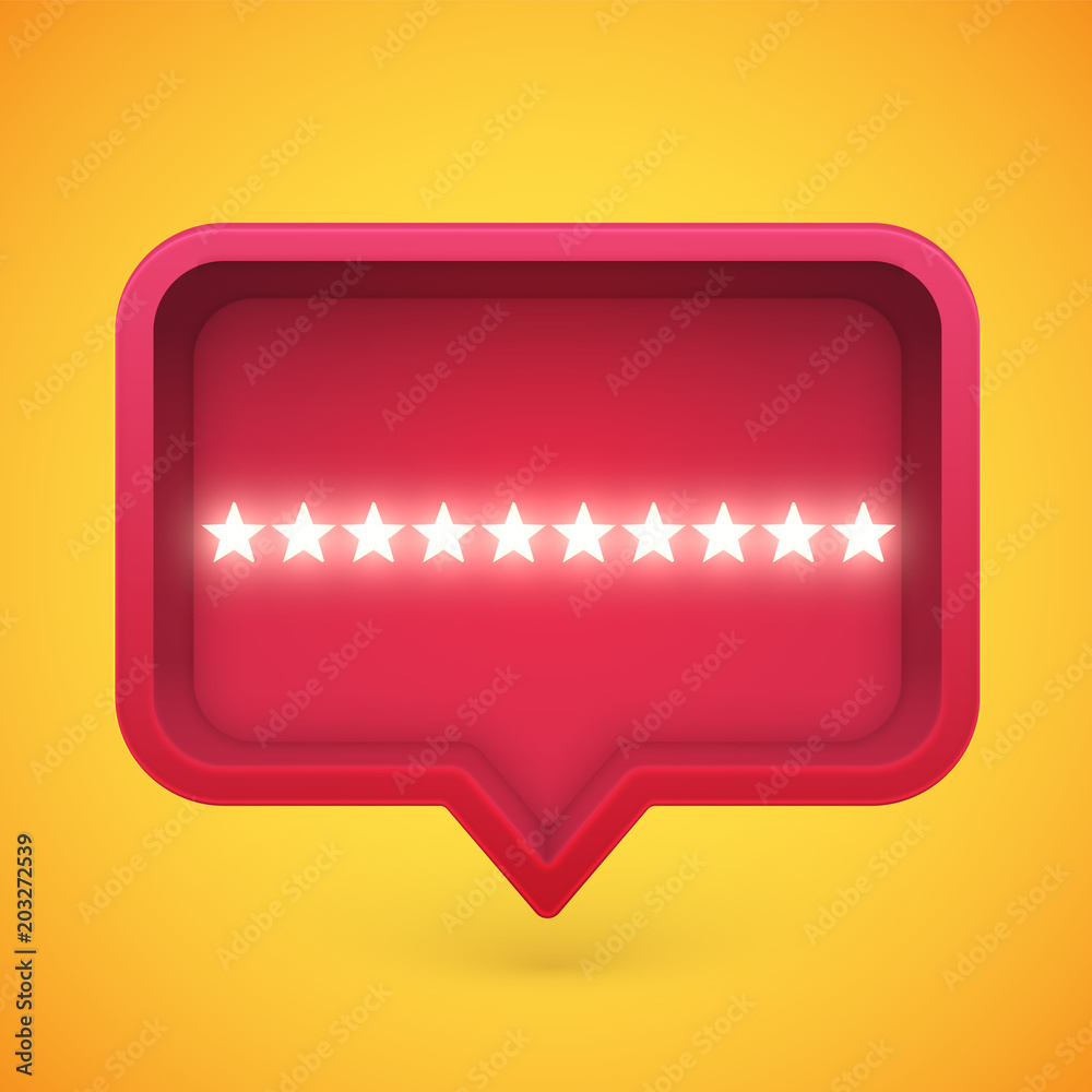 Glowing rating stars in speech bubble, vector illustration Stock Vector ...