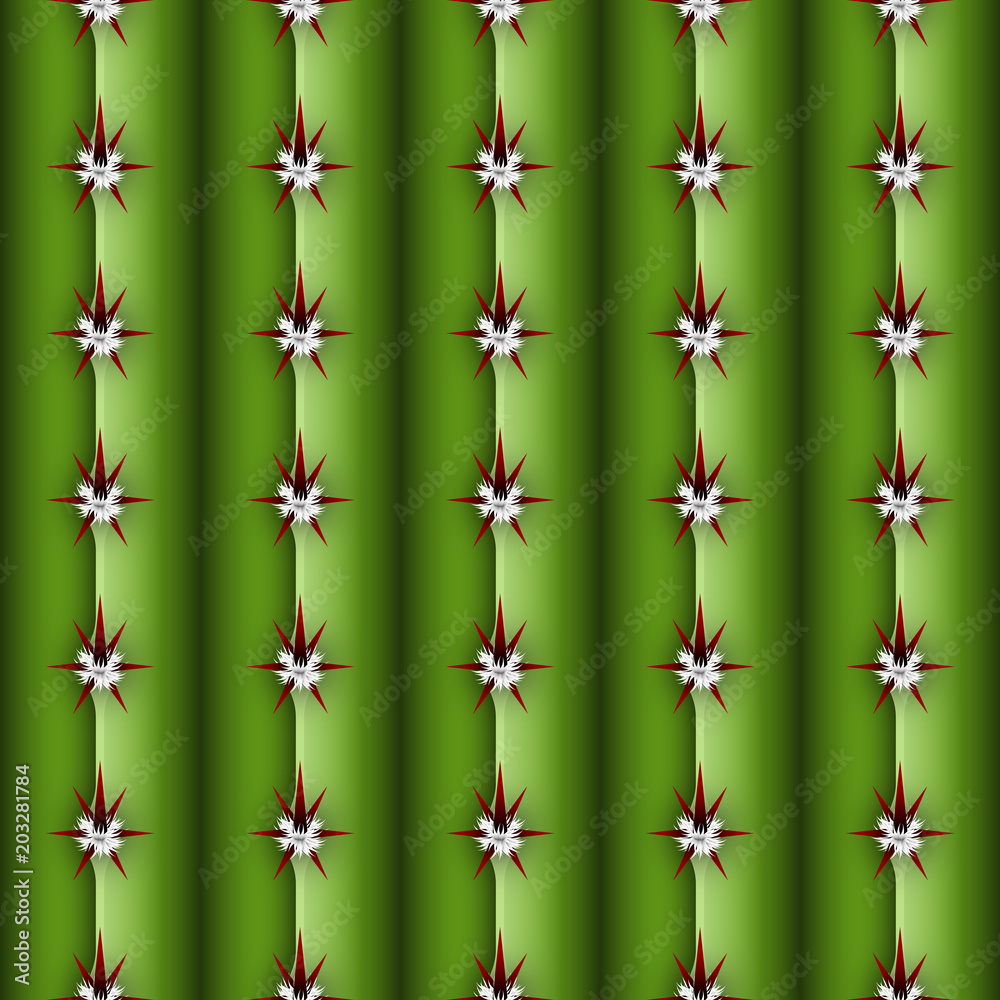 Cactus stem seamless pattern, Cereus alike plant texture with spines ...