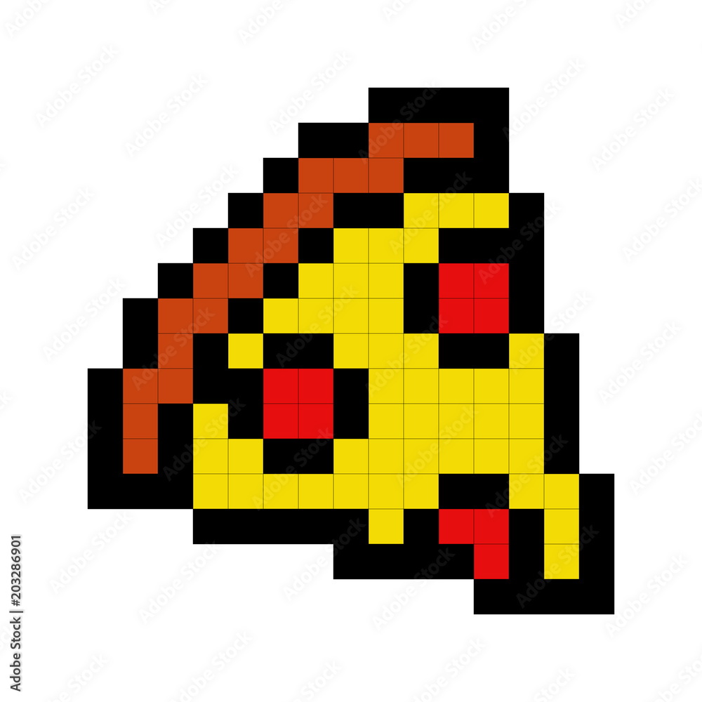 Pizza pixel art. Piece of pizza is pixelated. Fast food isolated Stock ...