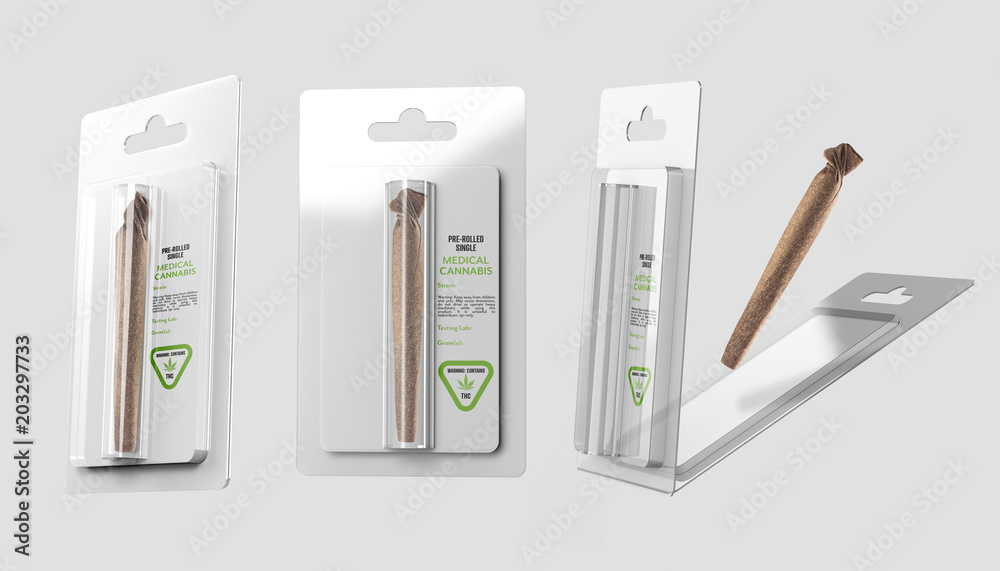 Pre-Rolled Marijuana Cigar Blunt in Plastic Package - Isolated Stock ...