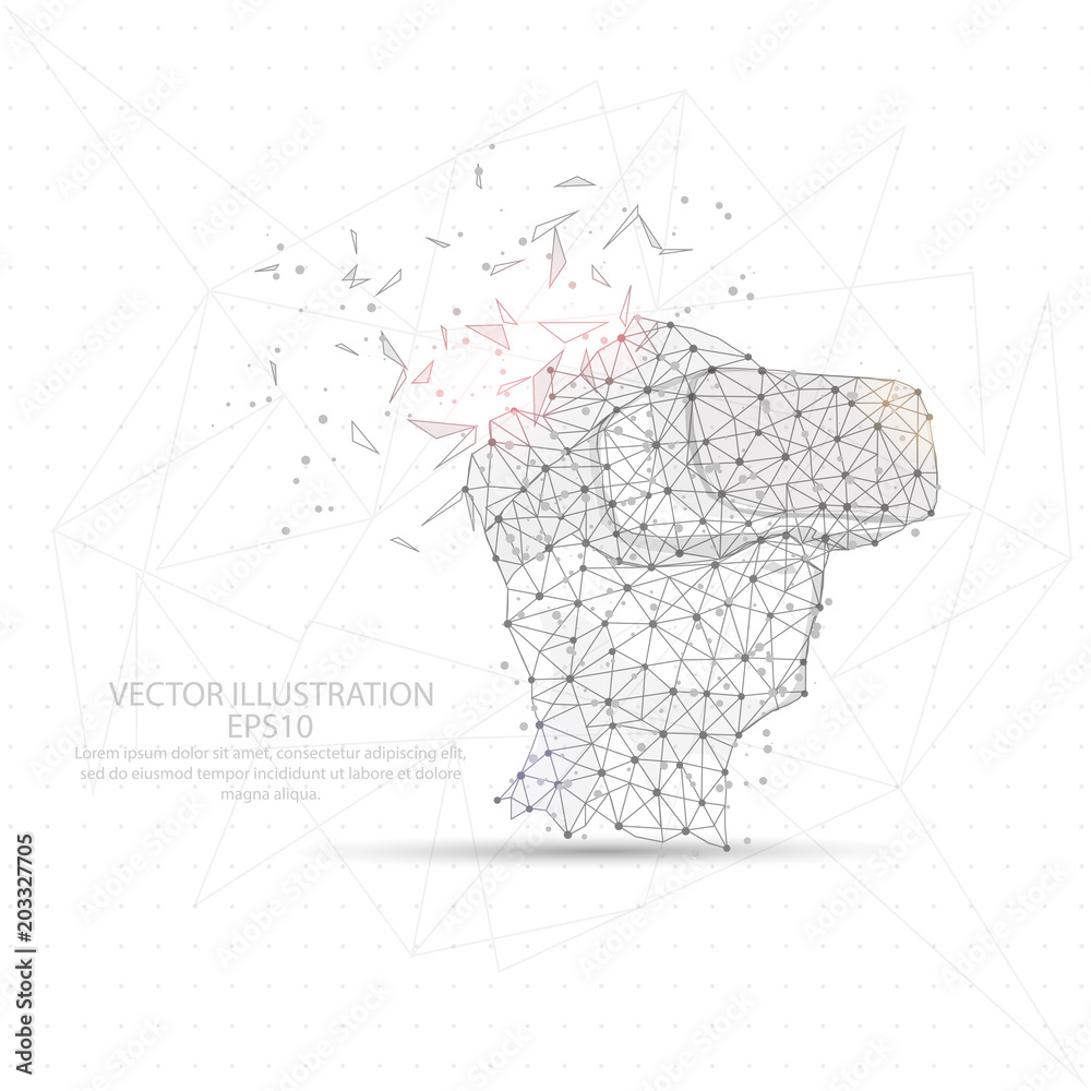 Virtual reality shape digitally drawn low poly wire frame. Stock Vector ...