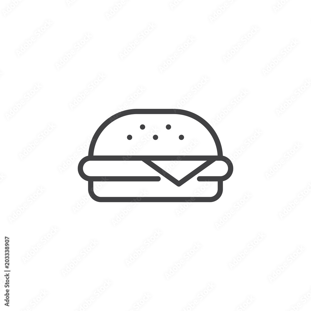 Burger outline icon. linear style sign for mobile concept and web ...
