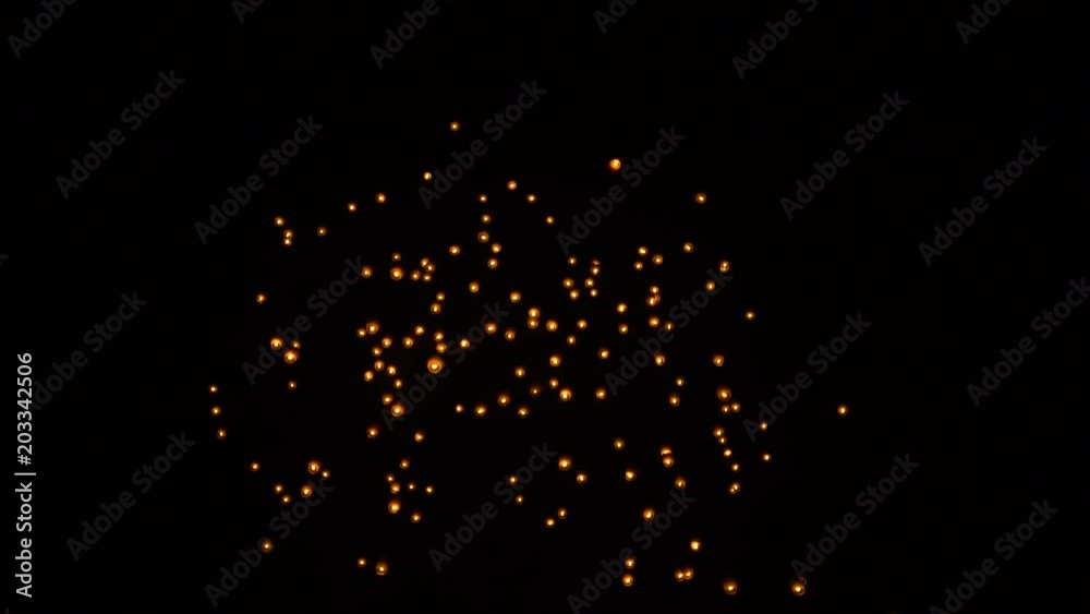 4K Many asian fire lanterns launching during buddhist festival in ...
