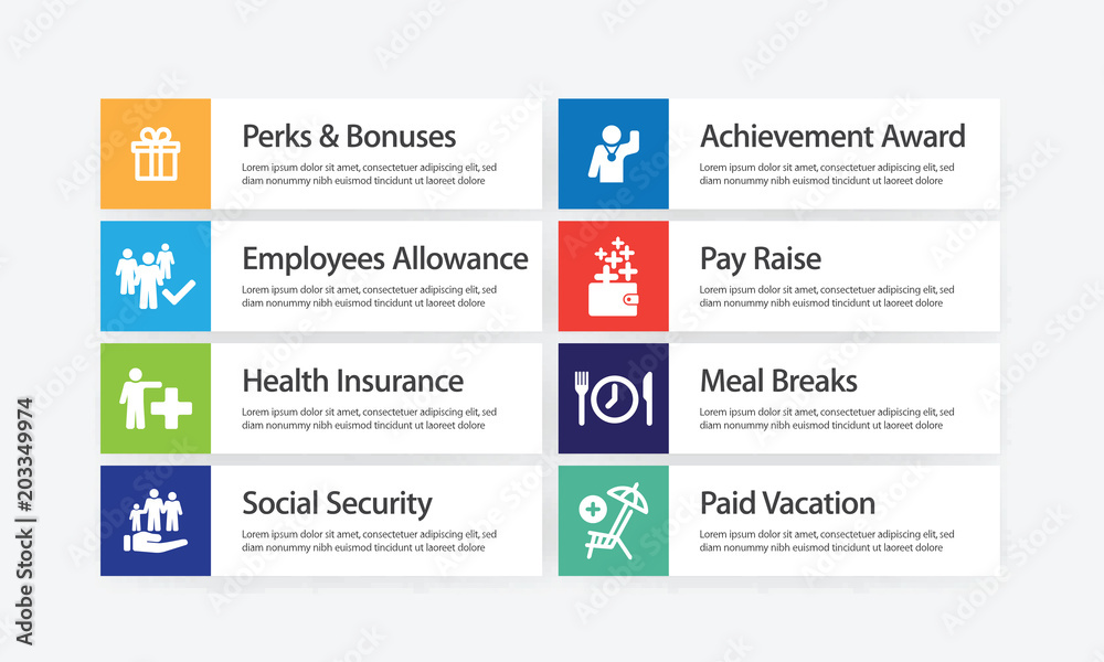 Employee Benefits Infographic Icon Set Stock Vector | Adobe Stock