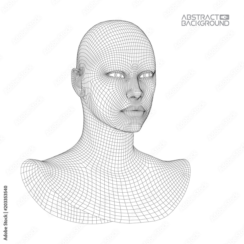 Ai digital brain. Artificial intelligence concept. Human head in robot ...
