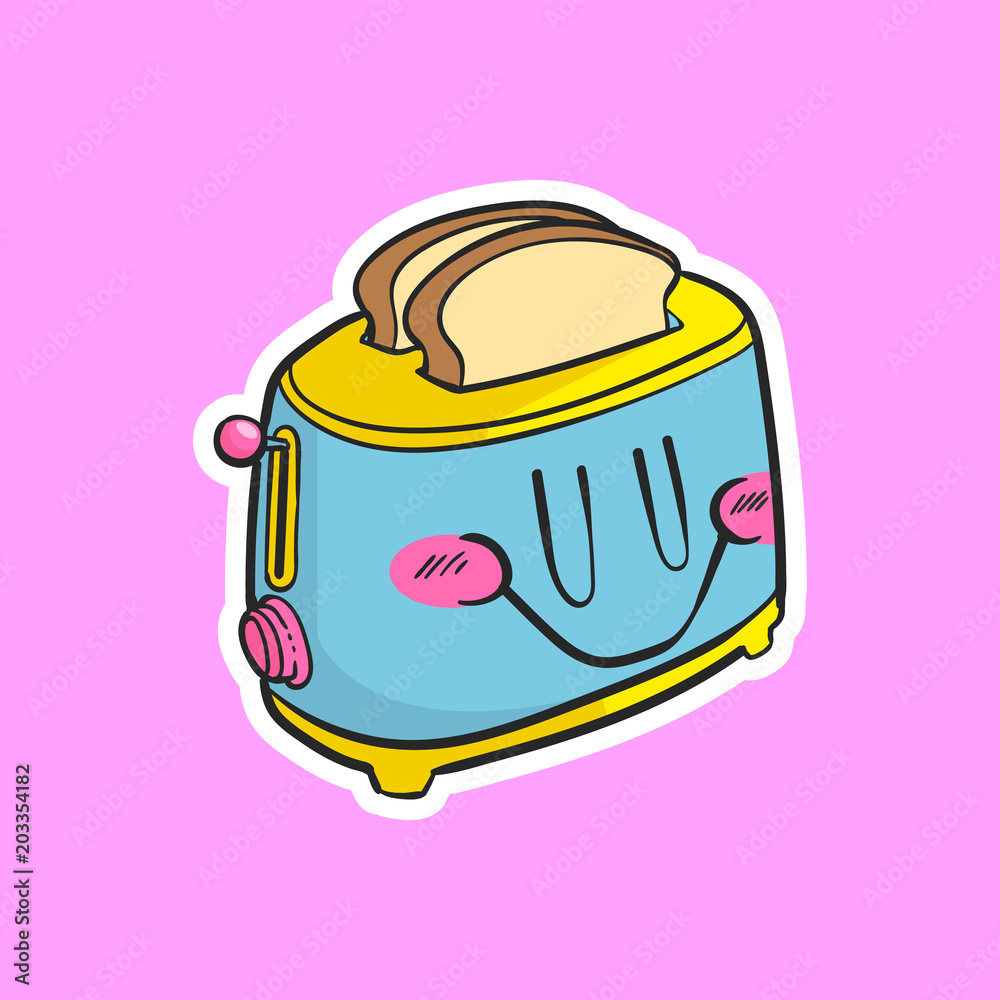 cute toaster sticker collection Stock Vector | Adobe Stock