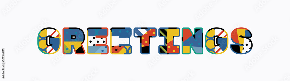 Greetings Concept Word Art Illustration Stock Vector | Adobe Stock