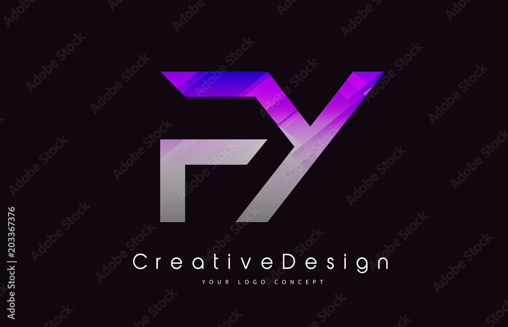 FY Letter Logo Design. Purple Texture Creative Icon Modern Letters ...