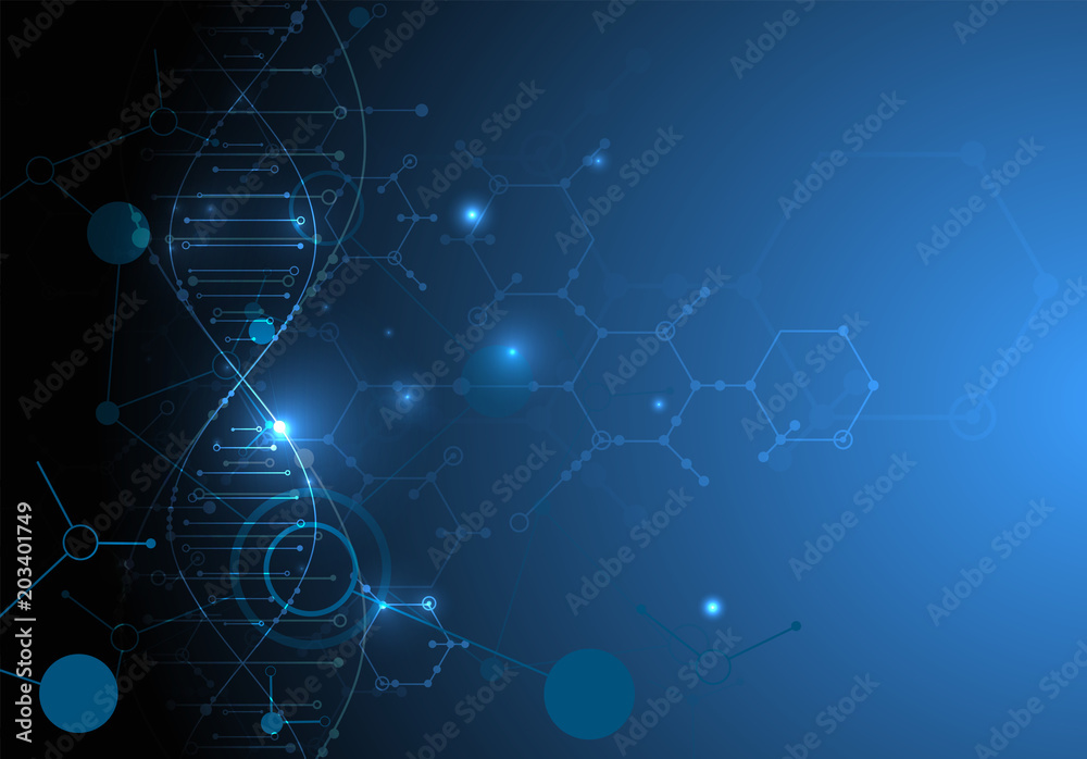 Science template, wallpaper or banner with a DNA molecules. Stock ...