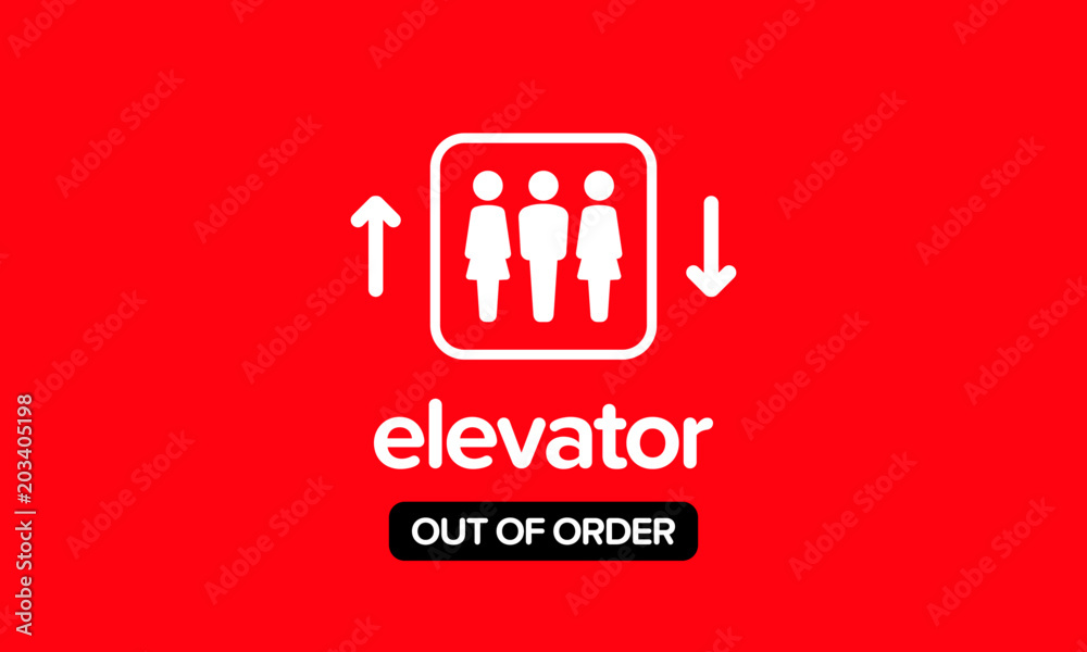 Out of Order Elevator Sign Vector Illustration with Up and Down Arrows ...