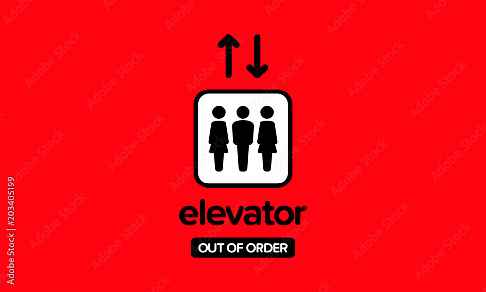 Out of Order Elevator Sign Vector Illustration with Up and Down Arrows ...