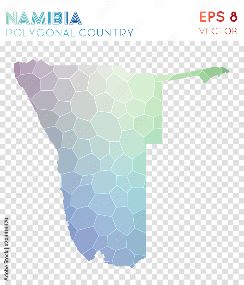 Namibia polygonal map, mosaic style country. Tempting low poly style ...