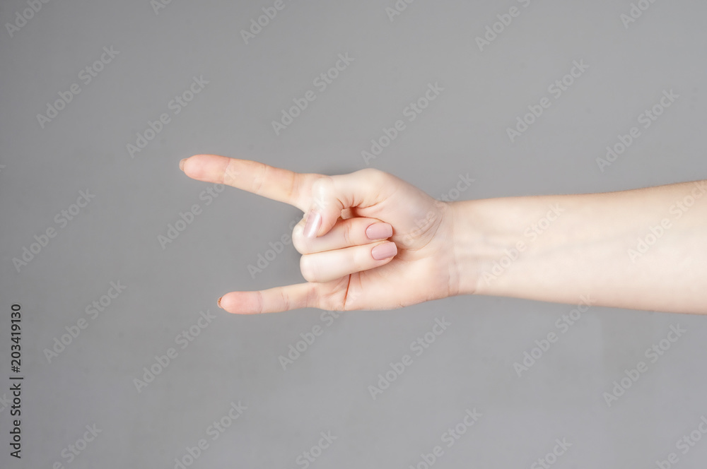 Hand drawn hand gesture rock goat. Hands with rock fingers up. Informal ...