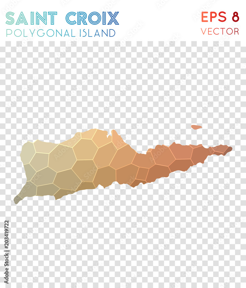 Saint Croix polygonal map, mosaic style island. Great low poly style ...