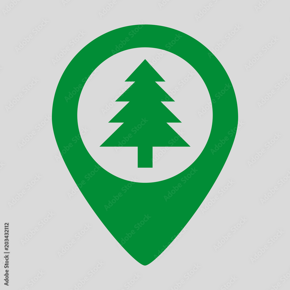 Marker location icon with tree Stock Vector | Adobe Stock