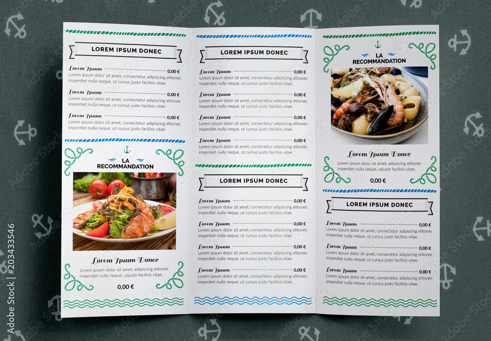 Jeu de menu de restaurant de fruits de mer Stock Template | Adobe Stock