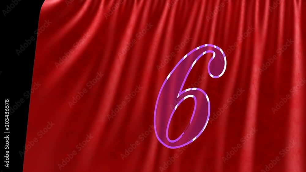 Number 6. Animation of the top ten numbers with alpha channel, rendering, background, loop ...