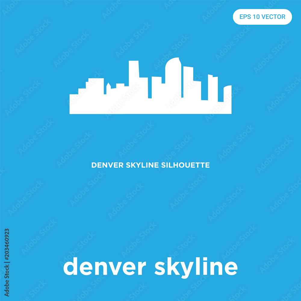 denver skyline icon isolated on blue background Stock Vector | Adobe Stock