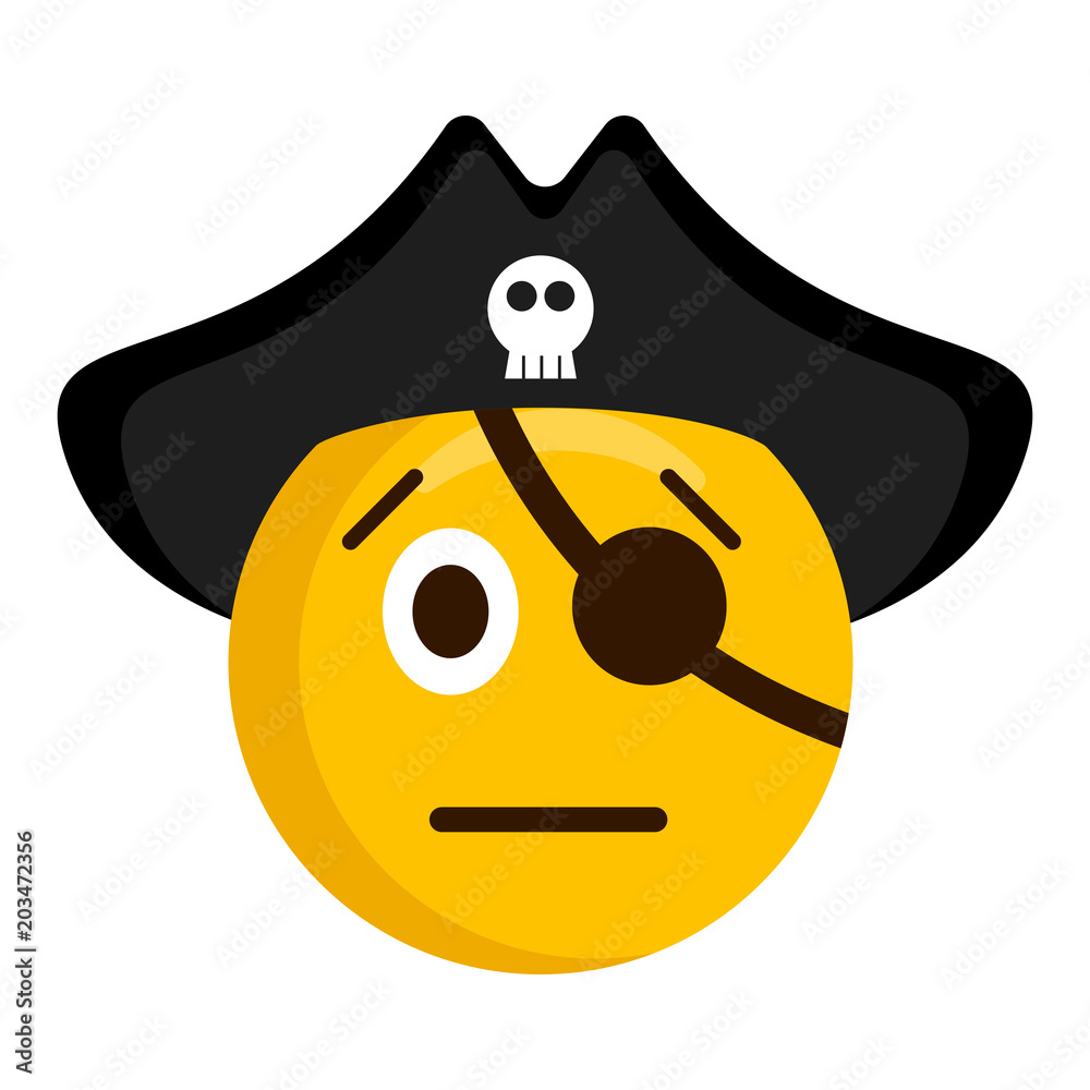 Serious pirate emoji with a hat Stock Vector | Adobe Stock