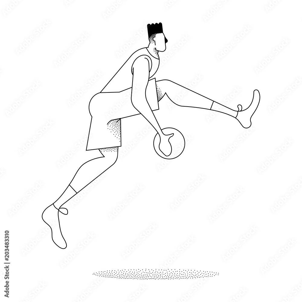 Basketball man player jump pose in outline style Stock Vector | Adobe Stock