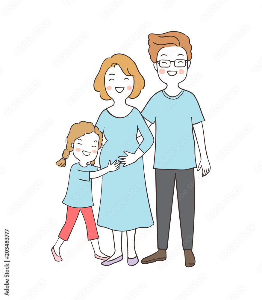 Vector illustration character design happy family,girl.mom,dad,so fun ...