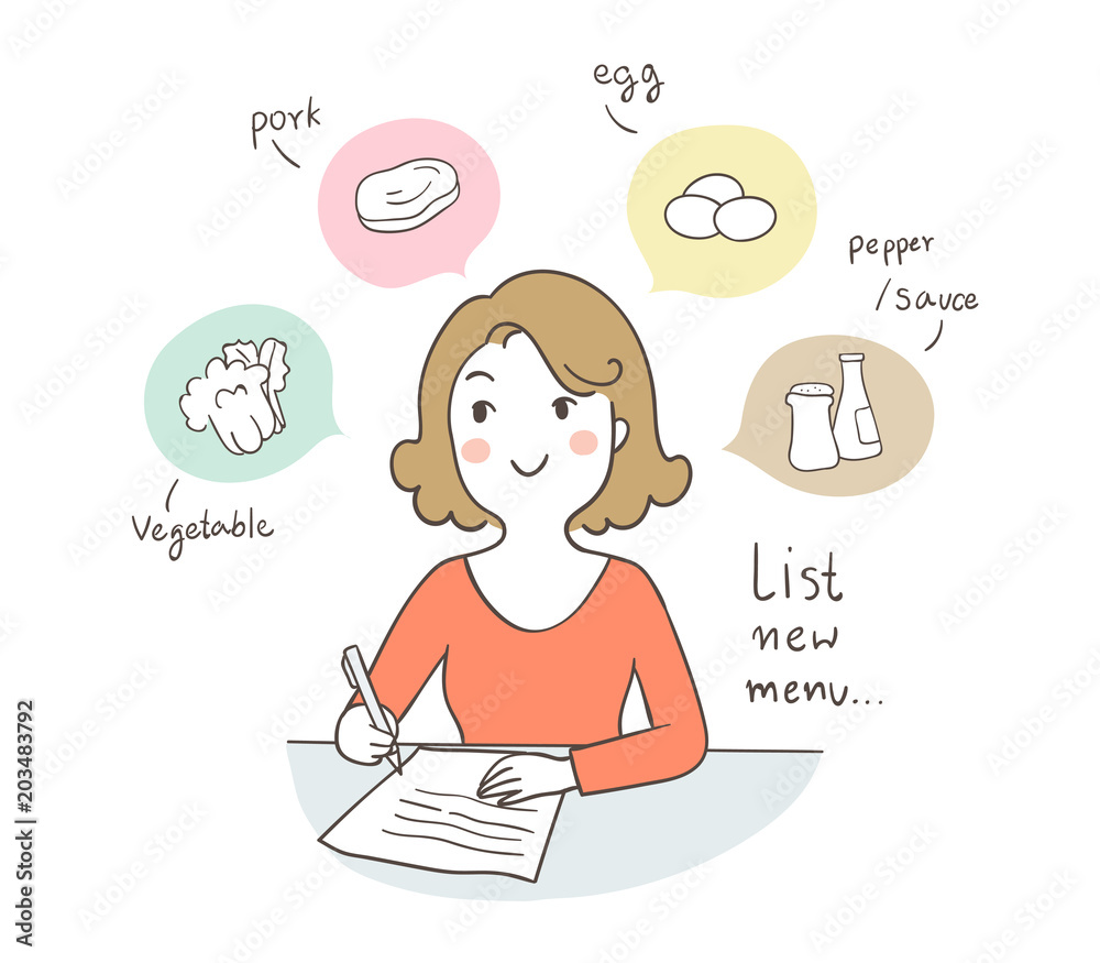 Vector character mother thinking new menu for cooking Stock Vector ...