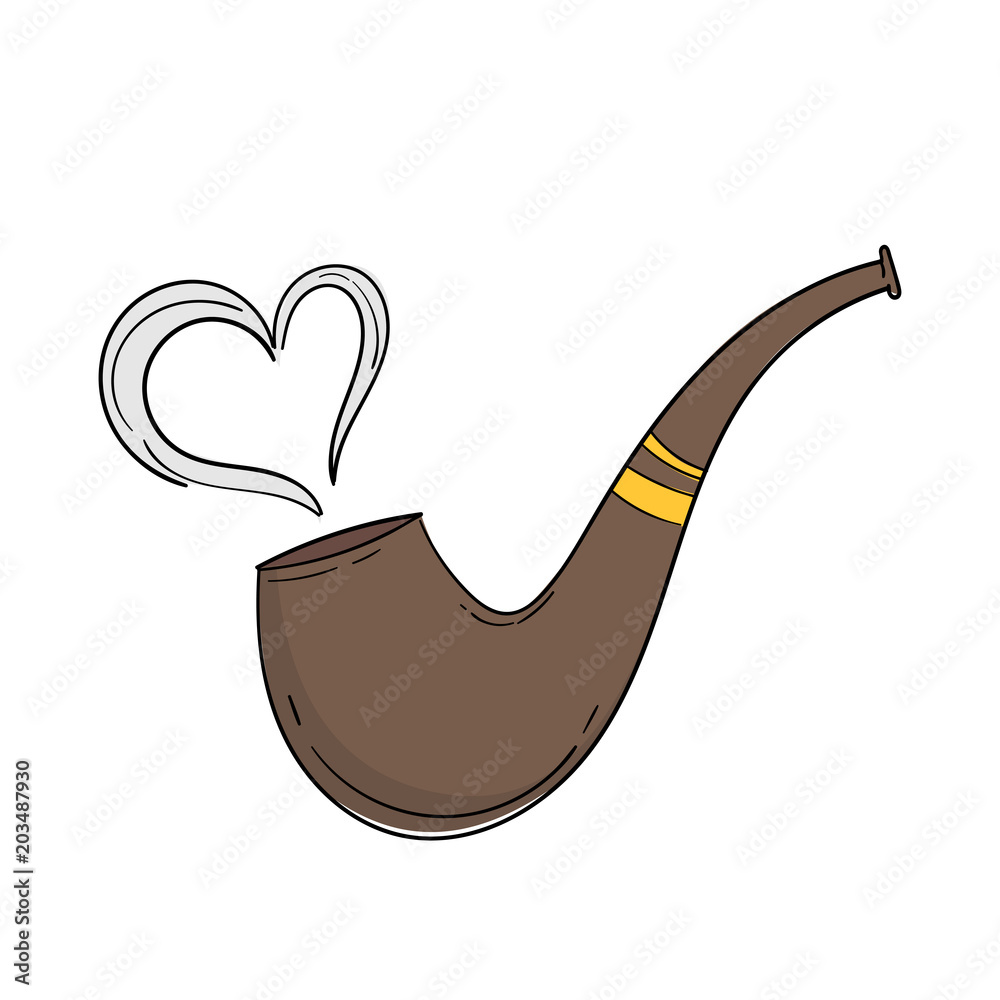 Smoking pipe drawing with heart shape smoke Stock Vector | Adobe Stock