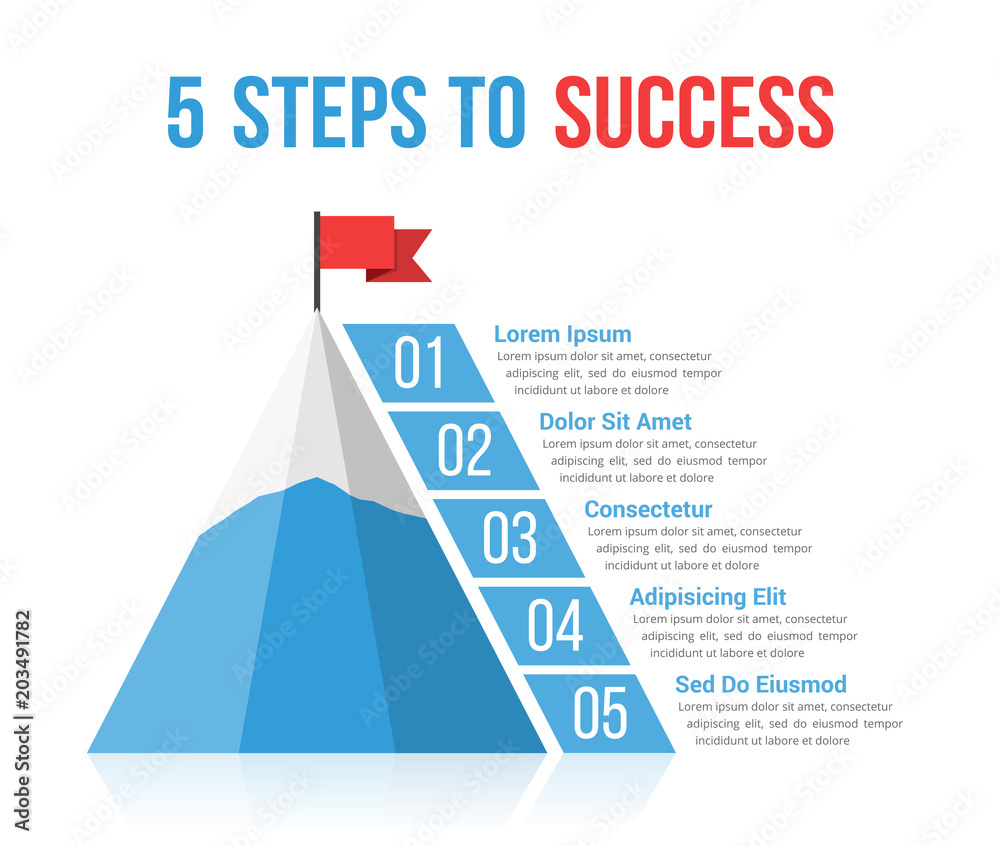 5 Steps to Success Stock Vector | Adobe Stock
