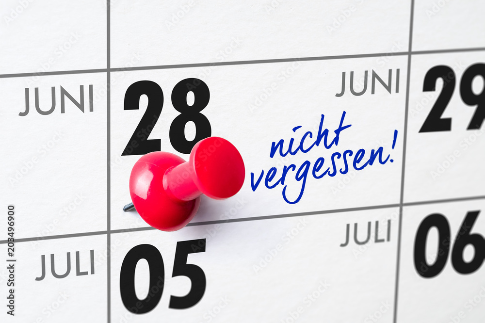 Wandkalender - 28. Juni Stock Photo | Adobe Stock