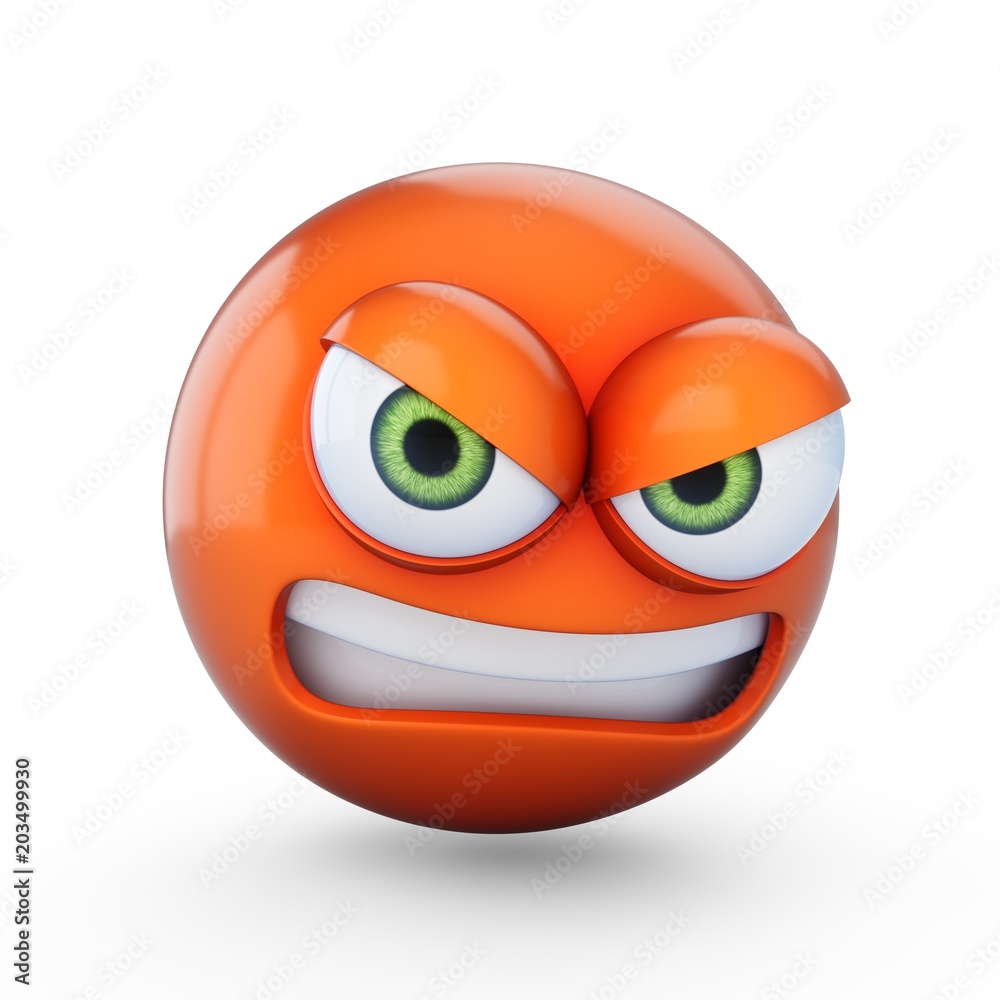 3D Rendering angry emoji isolated on white background Stock ...