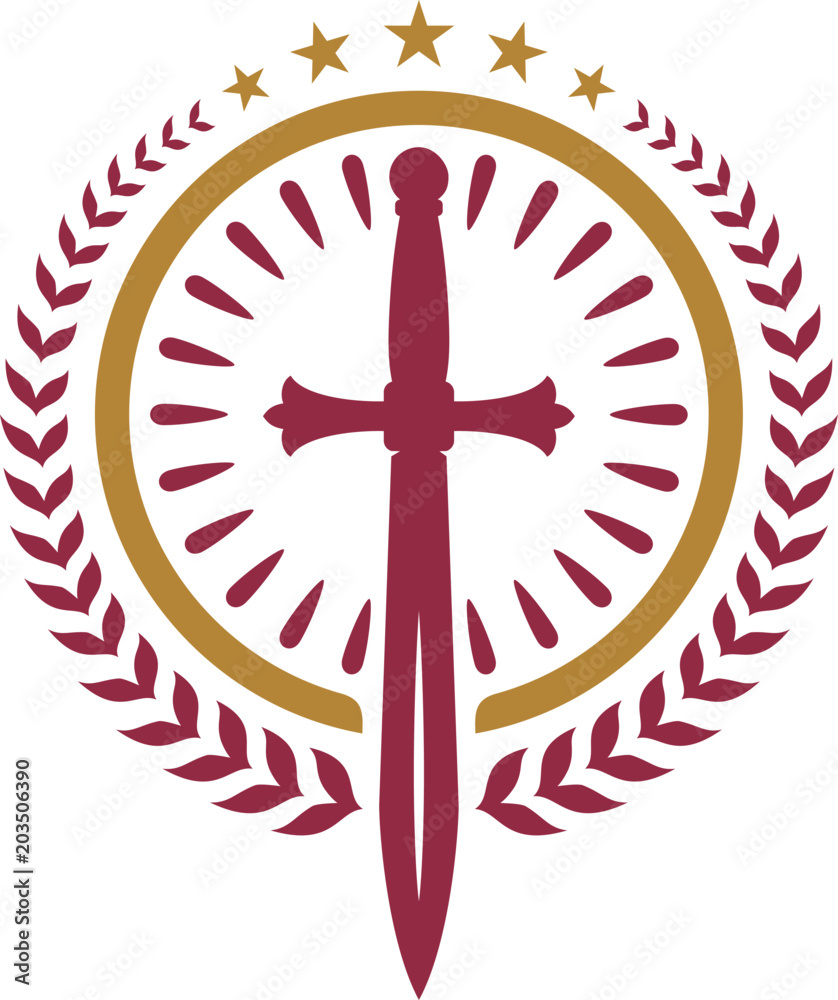 Catholic Christian Cross Sword Blade Church Crest logo design ...
