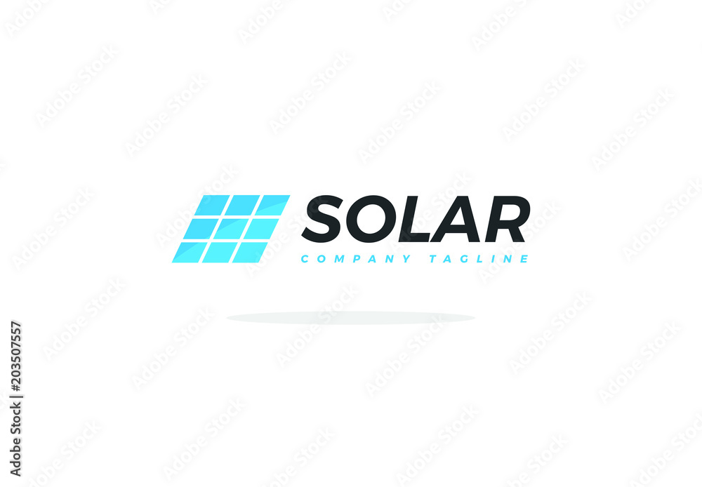 Corporate Blue Solar Panels Logo Vector Square Stock Vector | Adobe Stock