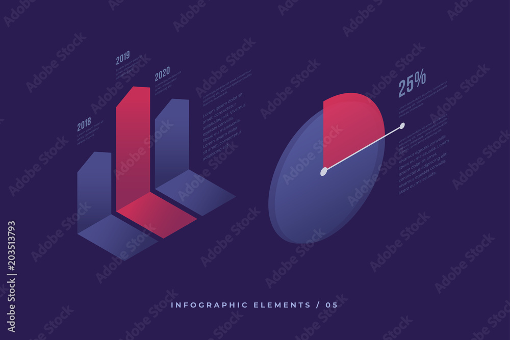 Infographic vector elements. Illustration of data financial graphs or ...