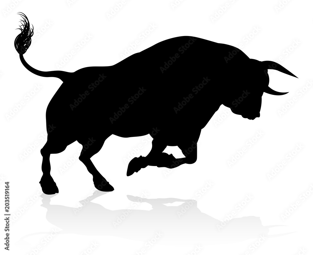 Silhouette Bull Stock Vector | Adobe Stock