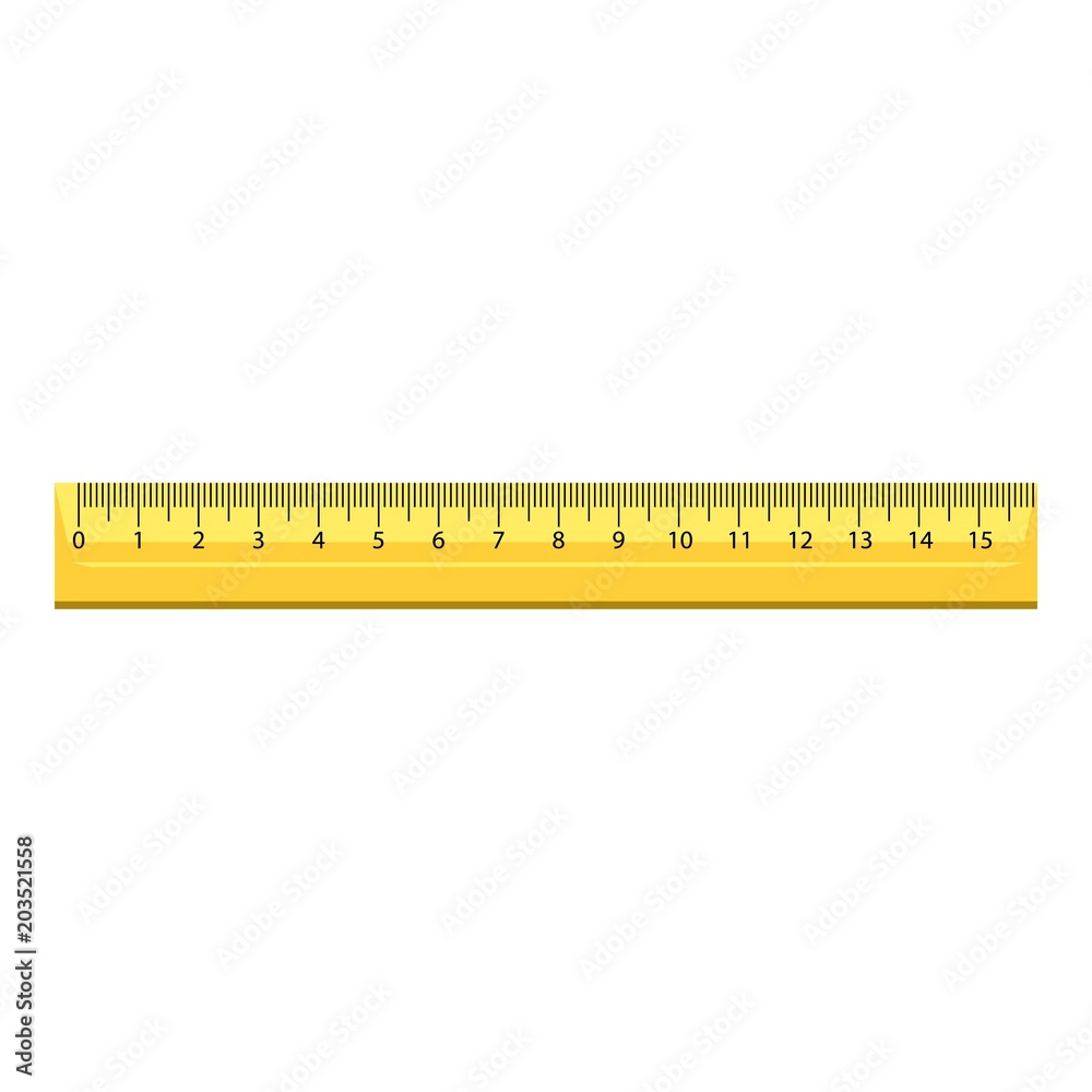 15 cm wood ruler icon. Realistic illustration of 15 cm wood ruler ...