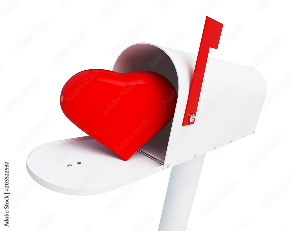 heart in the mailbox Graduation hat question mark on a white background ...