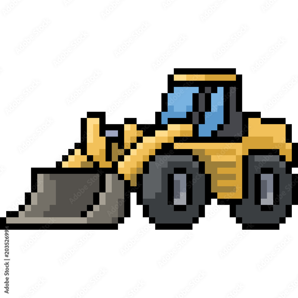 vector pixel art construction tractor Stock Vector | Adobe Stock