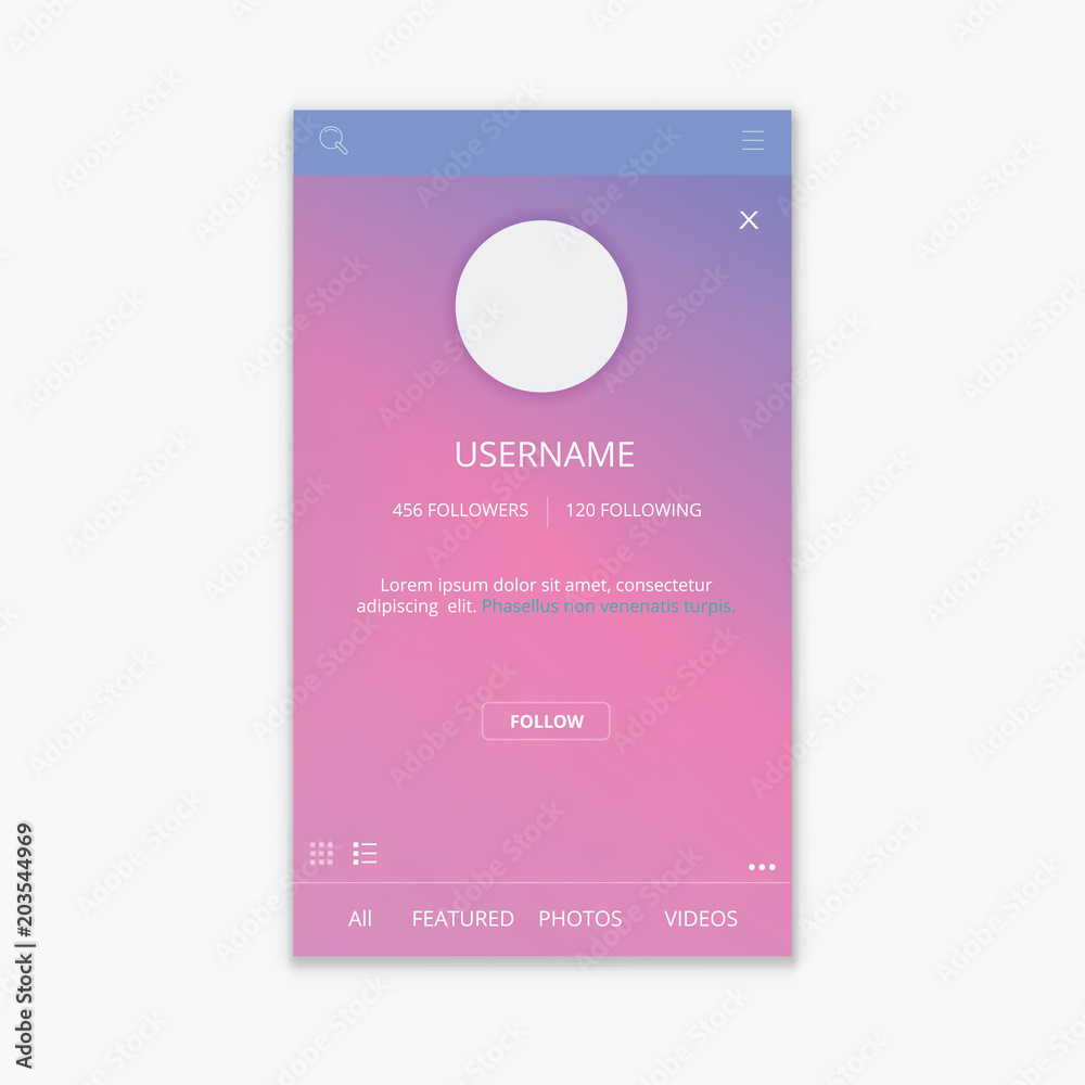 Mockup of social network user profile inspired by social media. Modern ...