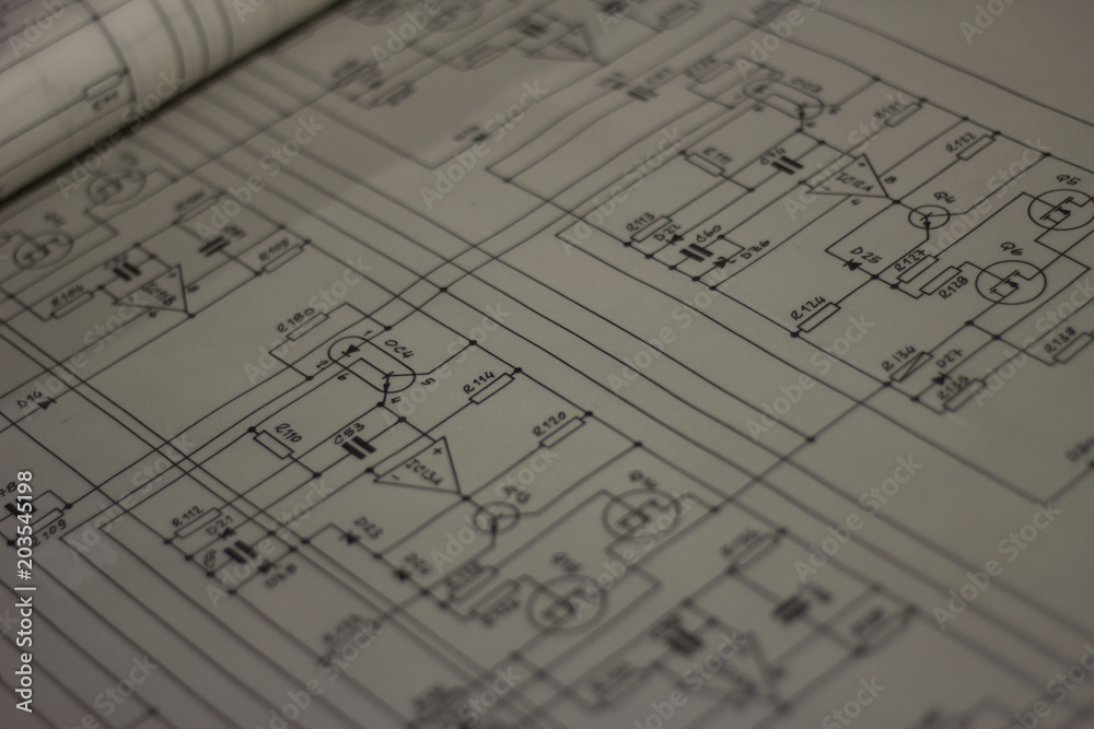 Vintage Electronic schematics Stock Photo | Adobe Stock