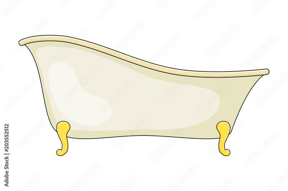 Cartoon empty bathtub isolated on white background Stock Vector | Adobe ...