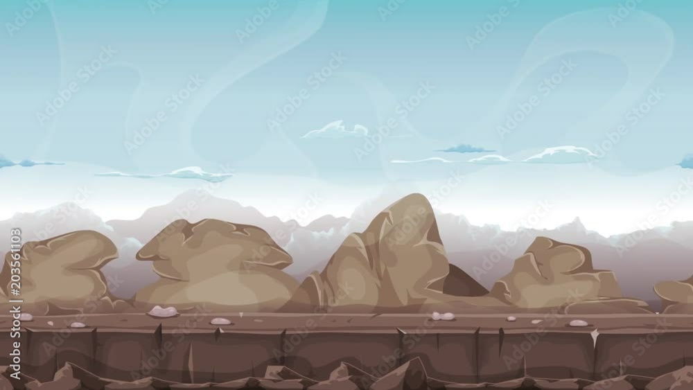 Stone And Rocks Desert Landscape Animation/ Seamless animation of a ...
