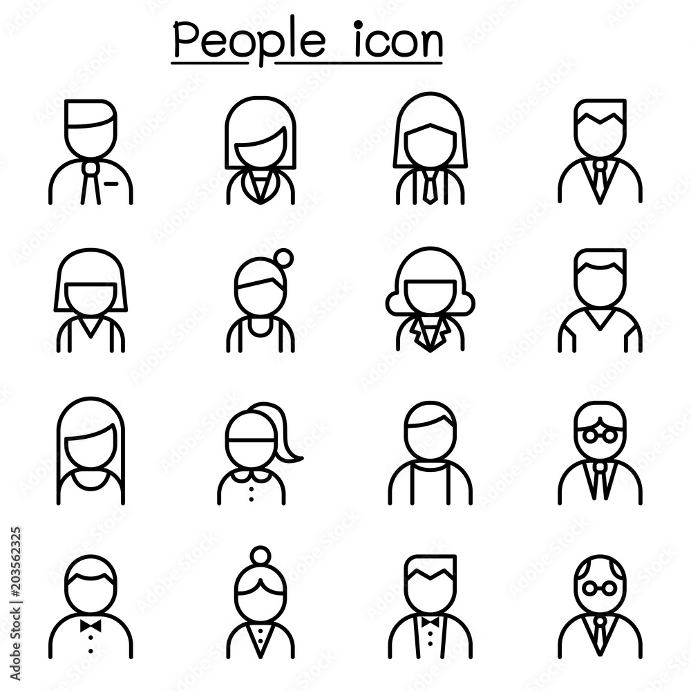 People icon set in thin line style Stock Vector | Adobe Stock